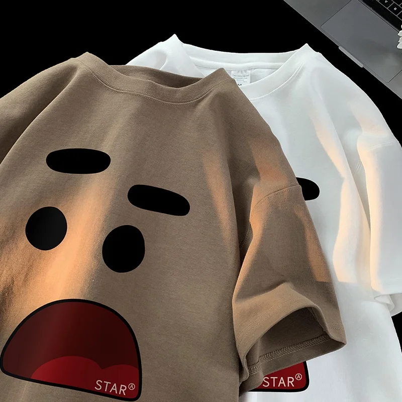 Vintage-Fun-Micro-Expression-Print-Oversize-T-shirt-Men-s-High-Street ...