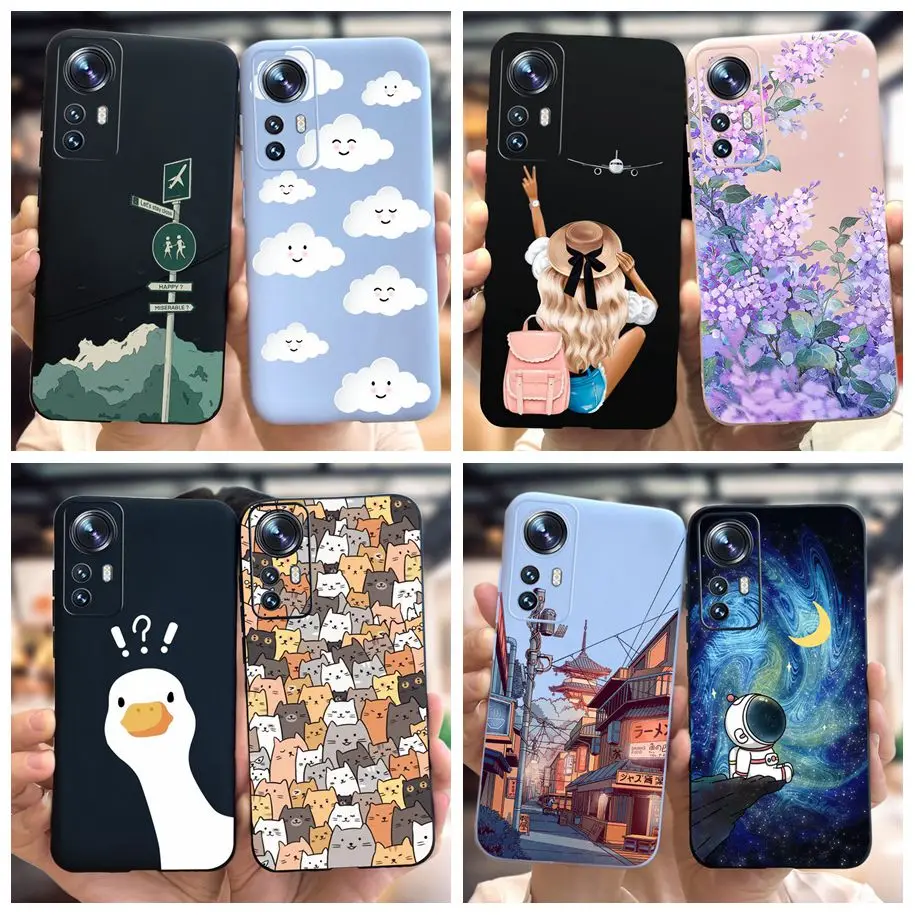 For Xiaomi 12 Case Mi 12X Cover Luxury Flower Cartoon Slim Soft ...