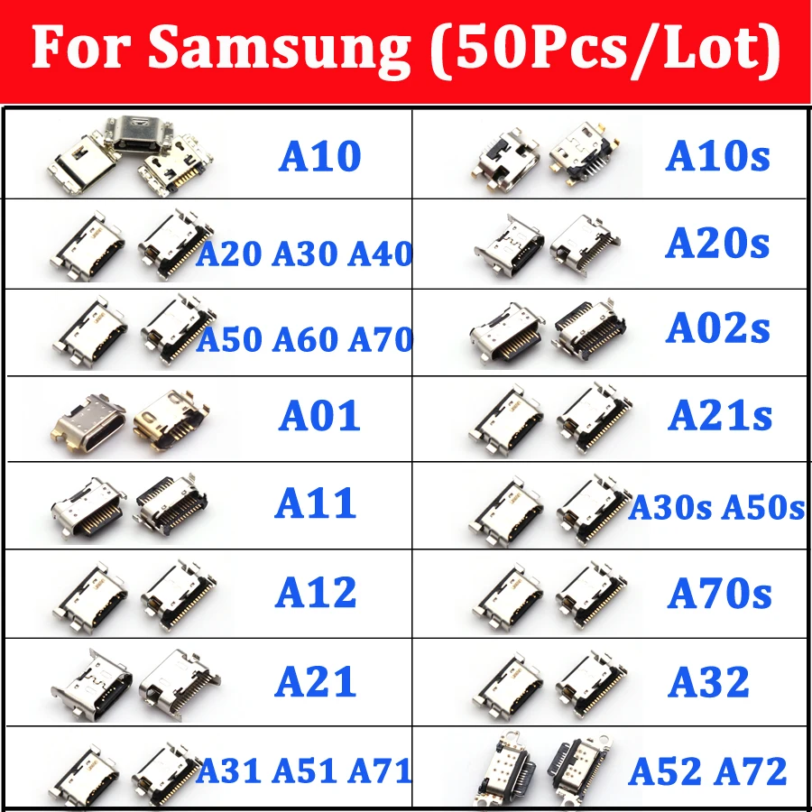 50Pcs USB jack connector charger Charging Port For Samsung A20 A30 A50 ...
