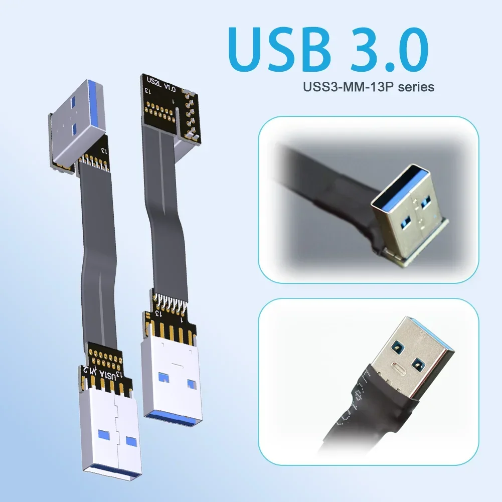 ADT New FPV USB 3.0 Flat Cable USB Type-A to USB A Male to Male Data ...