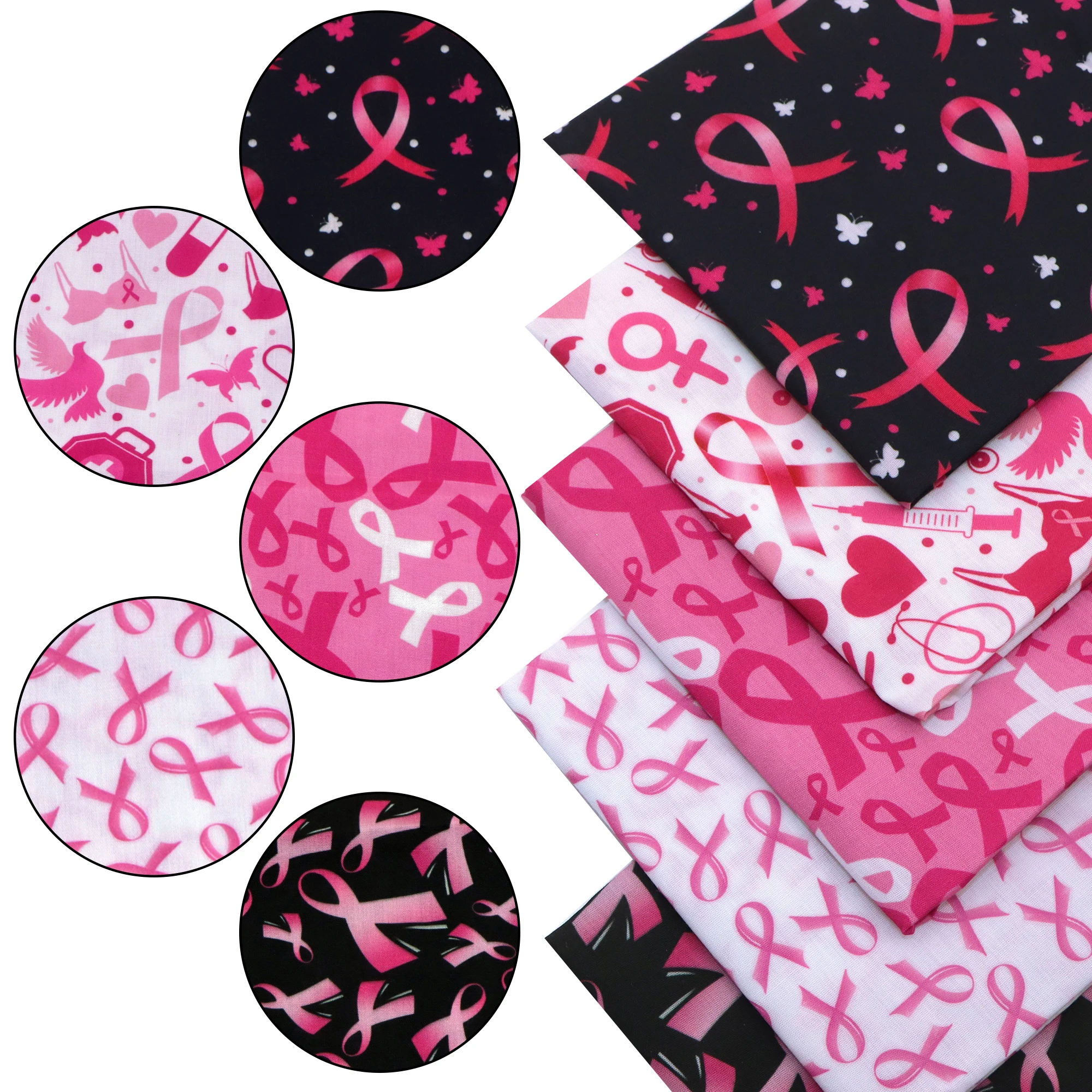 50-45cm-Breast-Cancer-Patchwork-Printed-Polyester-Cotton-Fabric-DIY ...