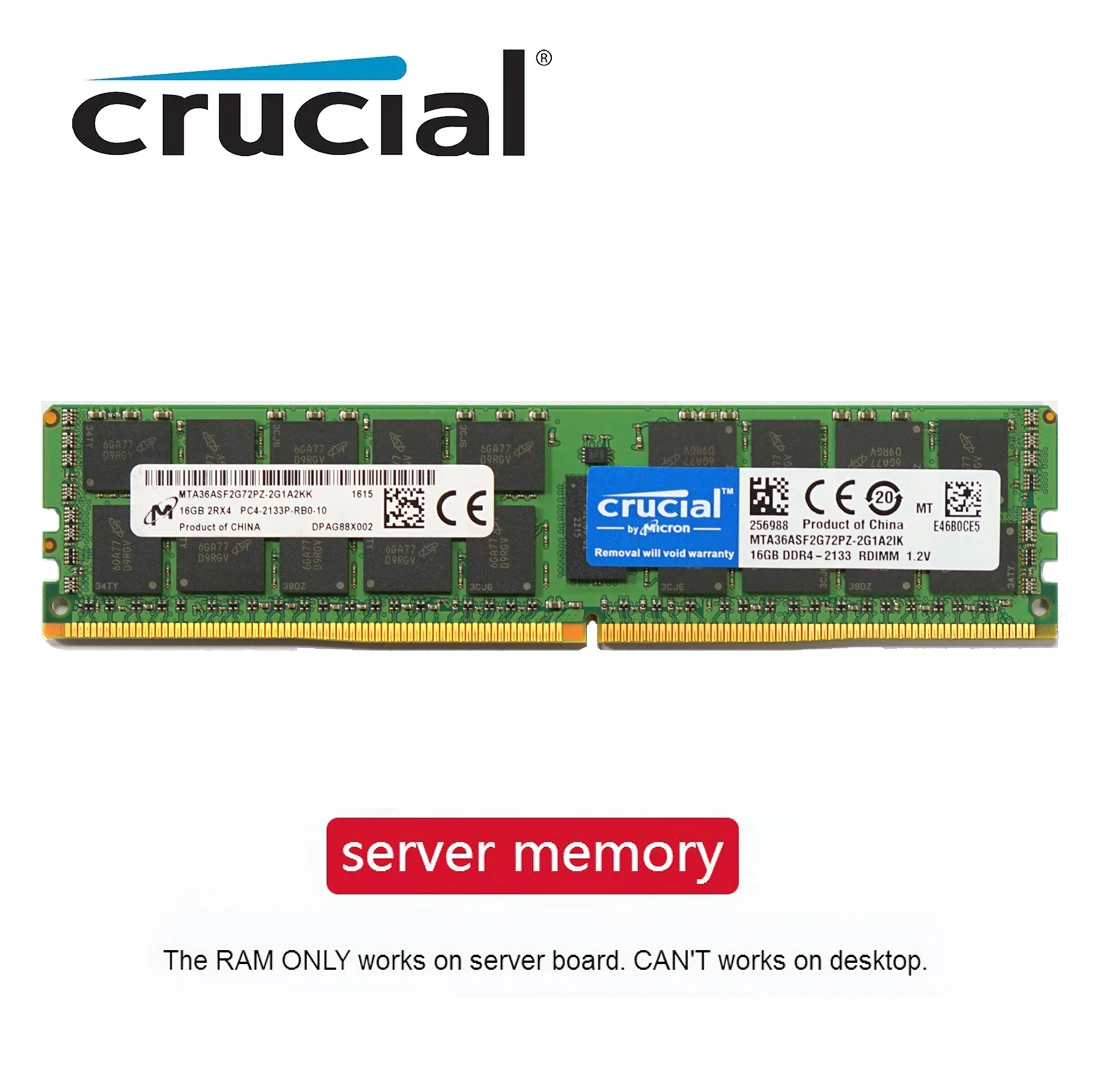 Crucial DDR4 Ram 8GB 16GB 32GB PC4 2133P 2400T 2666V ECC REG Server ...