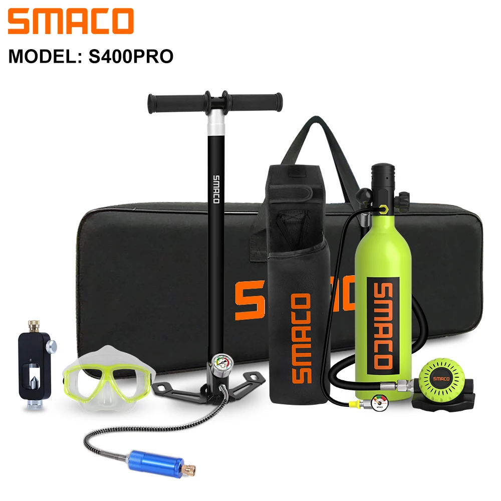 SMACO S400 1L Mini Scuba Diving Tank/Equipment Oxygen Cylinder Underwater Breathing Portable ...