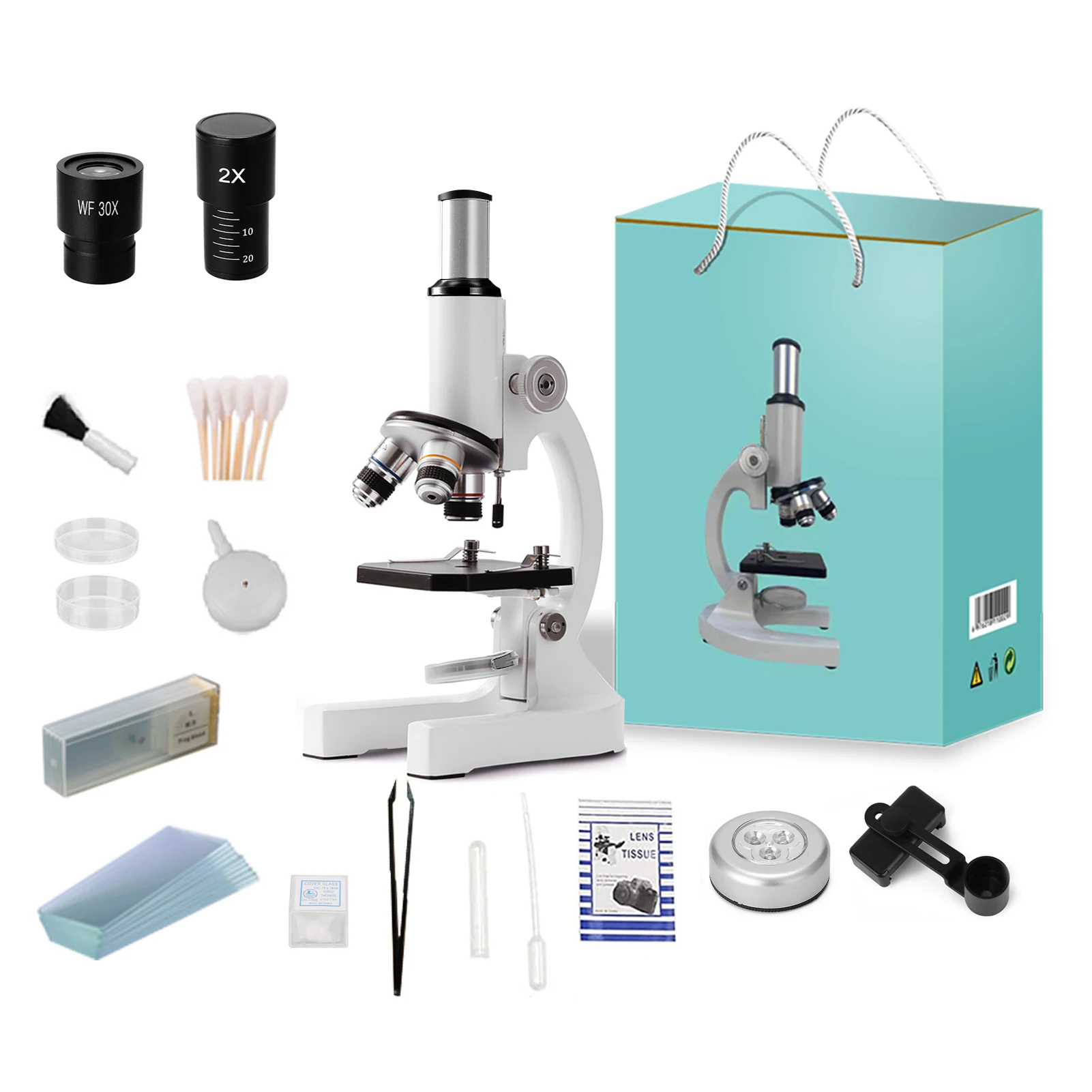 GF01 2400X Monocular Optical Microscope Kits with Wide-Field Eyepiece ...