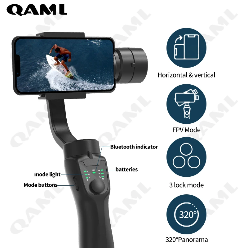 QAML-F8-Handheld-3-Axis-Gimbal-Phone-Holder-Anti-Shake-Video-Record ...