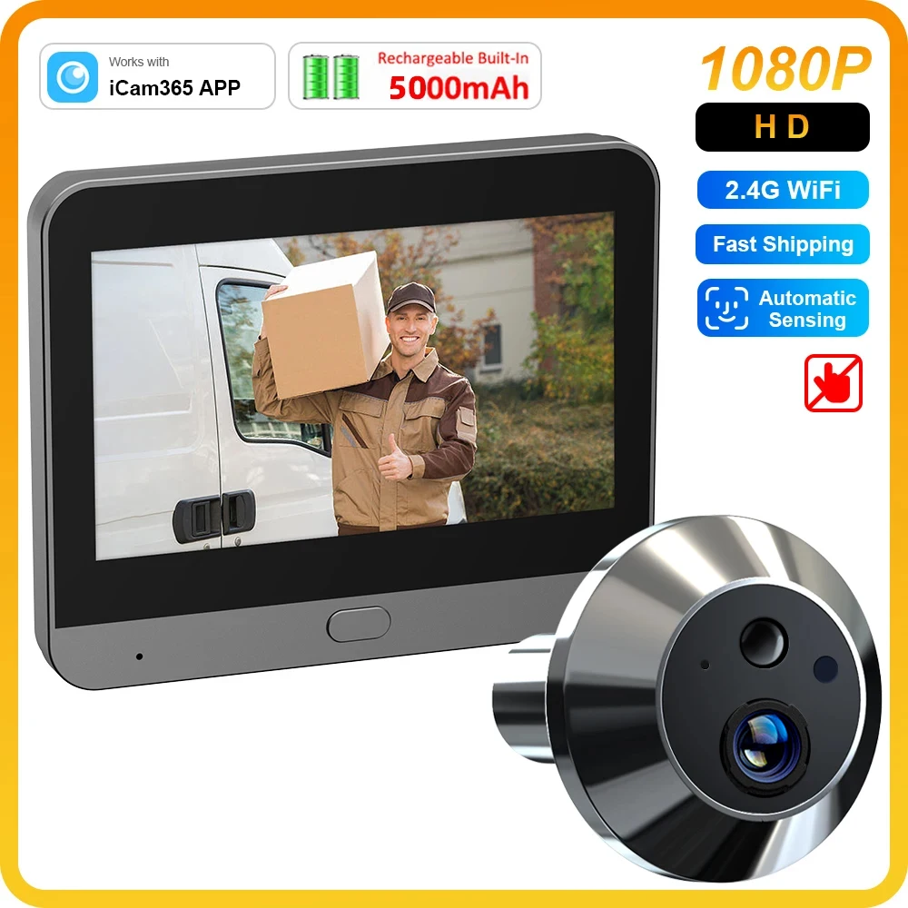 ICam365-APP-1080P-2-4G-WiFi-Camera-Door-Peephole-Automatic-Sensing-Door ...