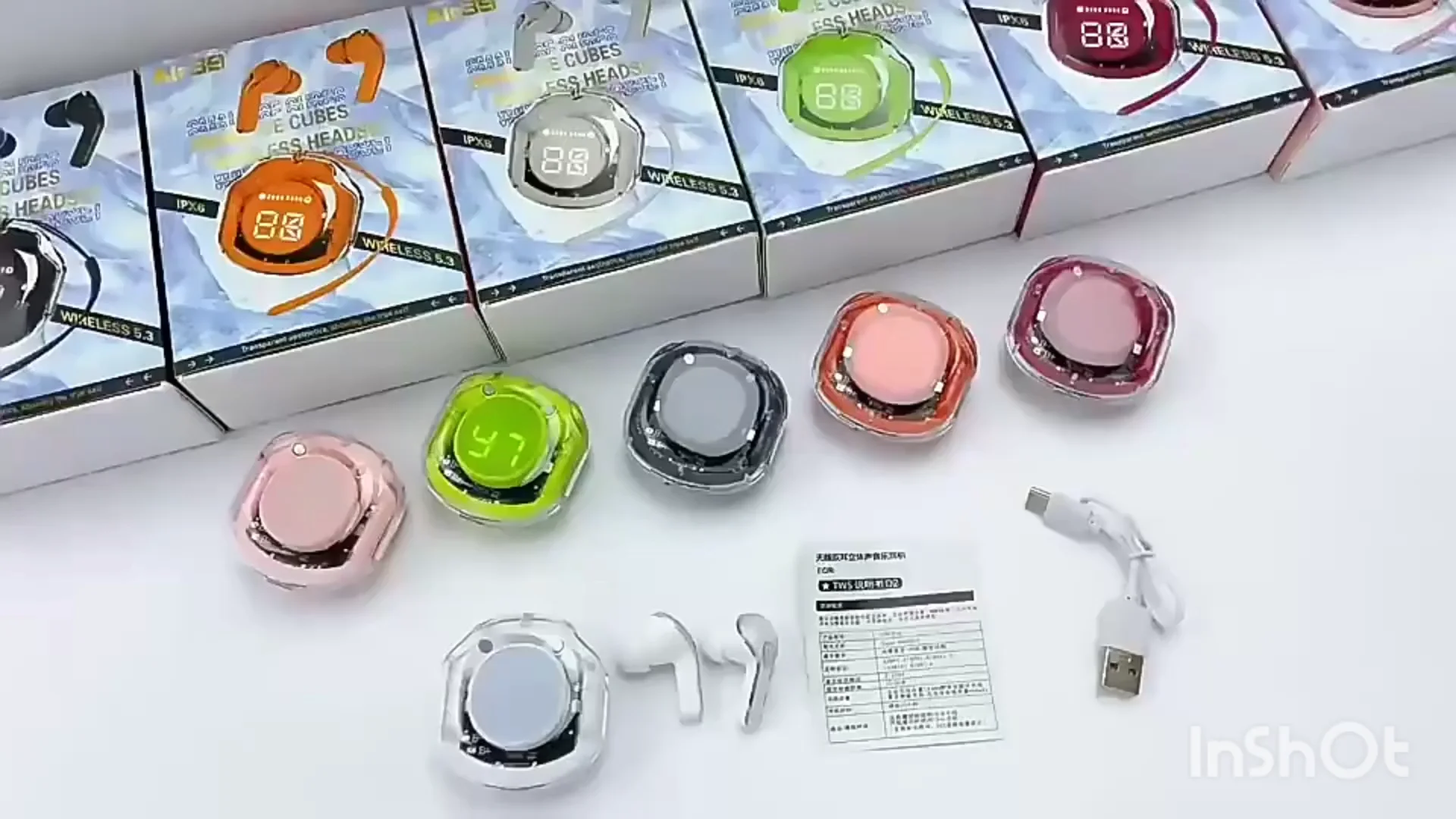 Earbuds Air 39 Airpods Wireless Airbuds With Transparent Case And Type ...