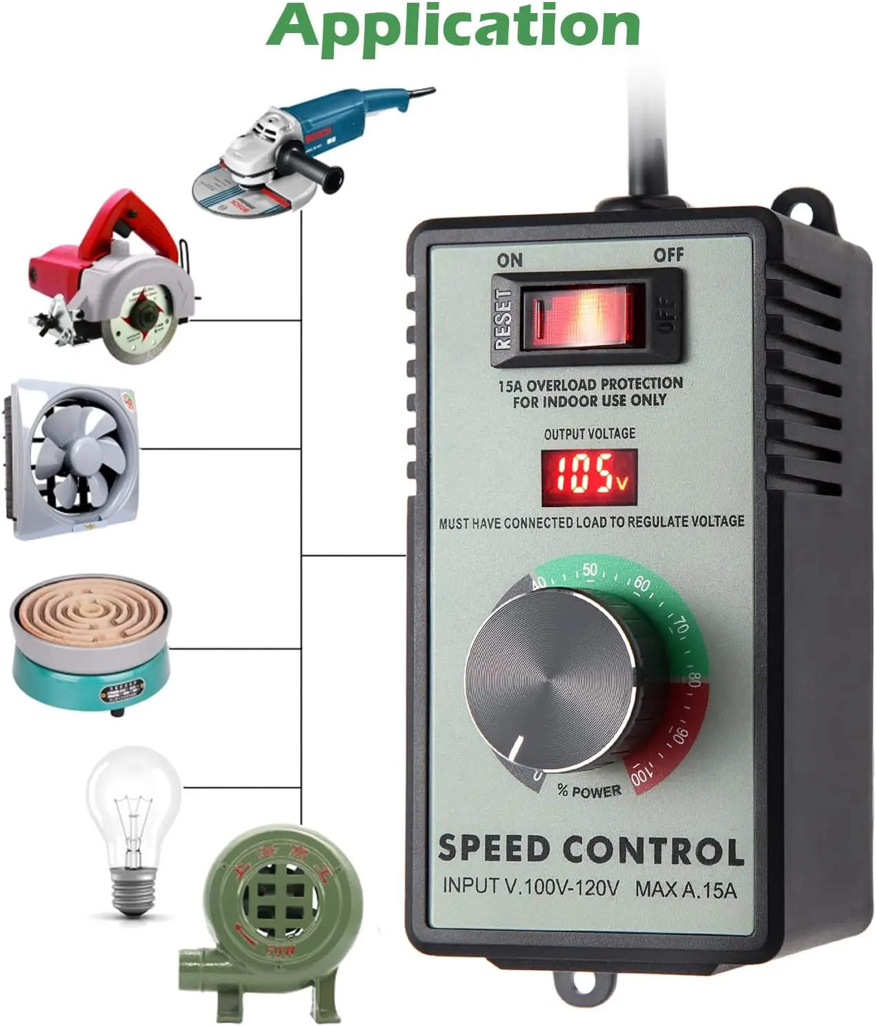 AC Motor Speed Controller Electric Router Exhaust Fan Grinder Drill ...