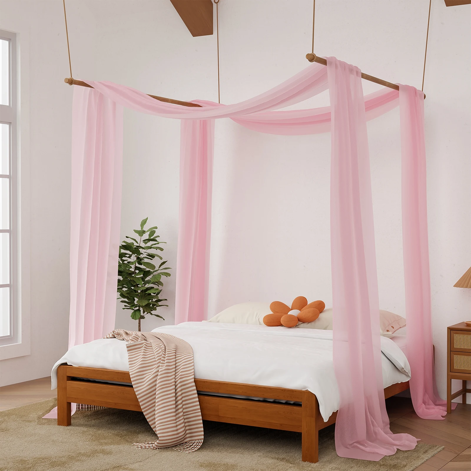 Luxury Pink Sheer Scarf Bed Canopy Scarf for Adults Girls Room Decor Twin King ambiance Romantic Cozy Little Girl Bed Curtains AliExpress