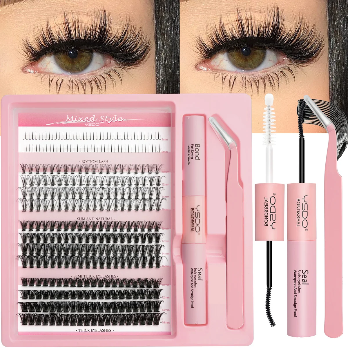 DIY-Lashes-Kit-Clusters-Fluffy-Dramatic-Thick-Volume-Eyelashes-Natural ...
