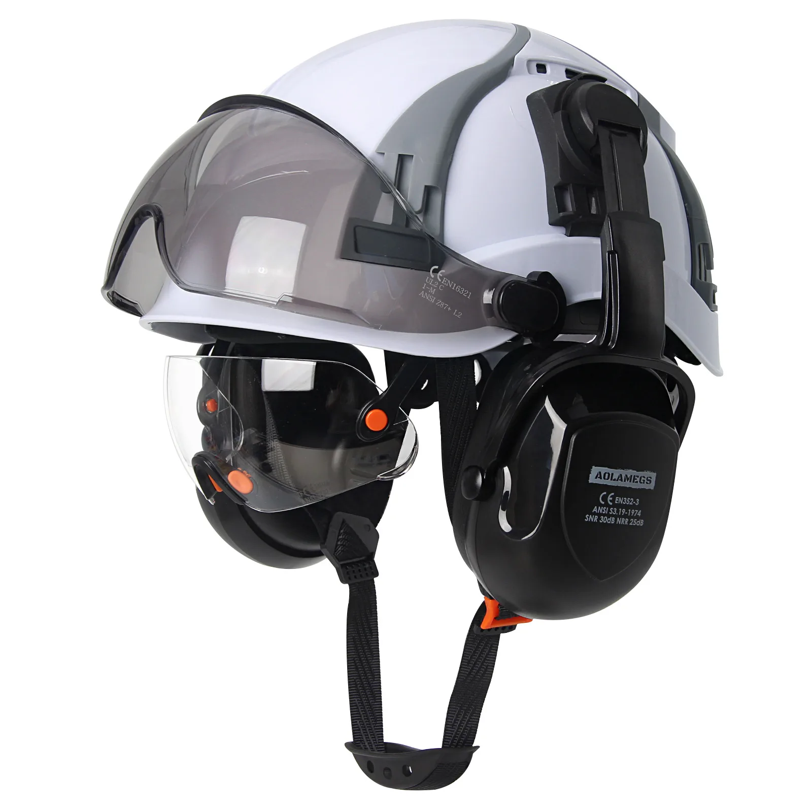 CE Safety Cap w/ Adjustable Vent Slot Double Goggle Earmuff ABS ...