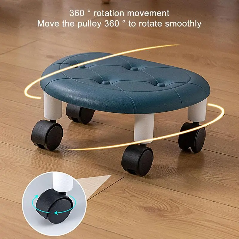 Low Height Rolling Stool Short Stool Pulley Wheel Stool 360 Degree ...
