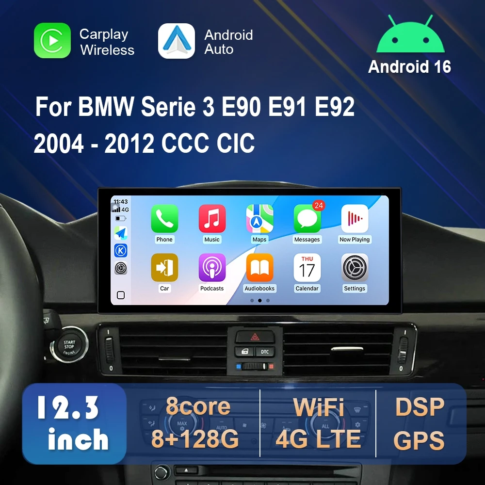 BMW 3シリーズ E90 E91 E92 (2004-2012) CCC CICシステム用 ワイヤレスCarPlay搭載 Android ...