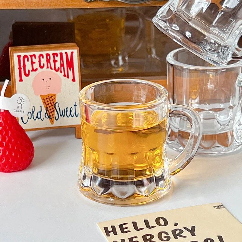 Mini Beer Mugs Bulk Shot Glasses Small Clear Stein Handles Tasting ...