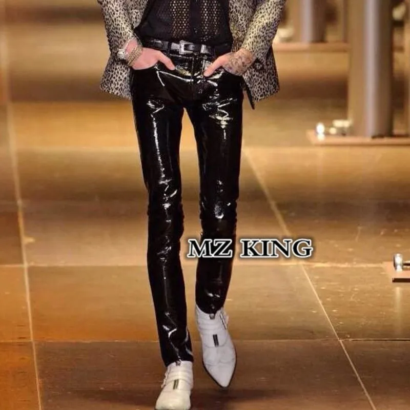 Leather Pants Male Singer | Leather Mirror Pants | Male Mirror Pants ...