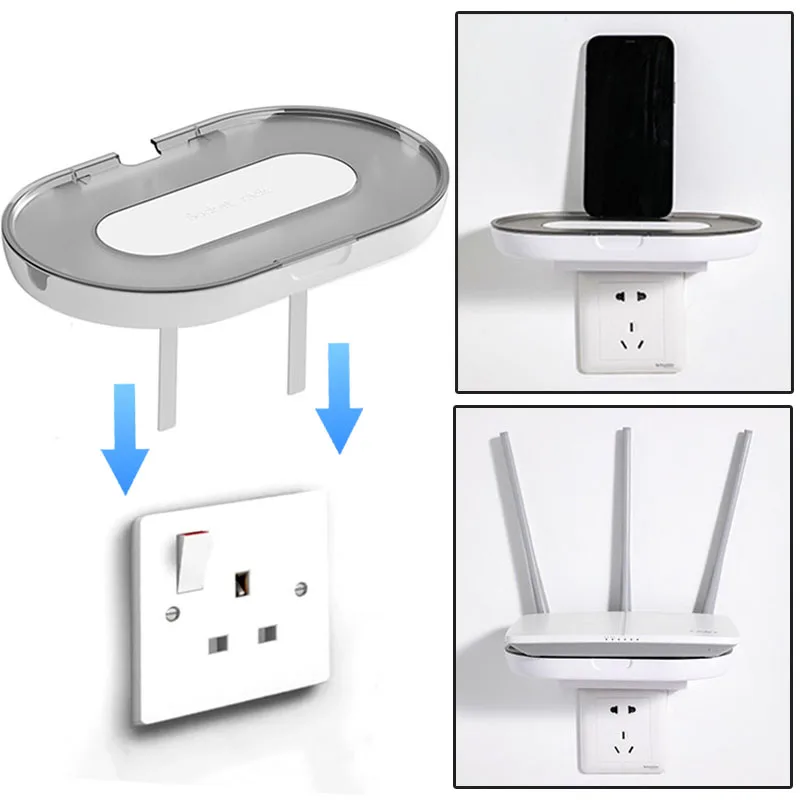 Punch-Free-Socket-Storage-Rack-On-The-Wall-Router-Shelf-Outlet ...