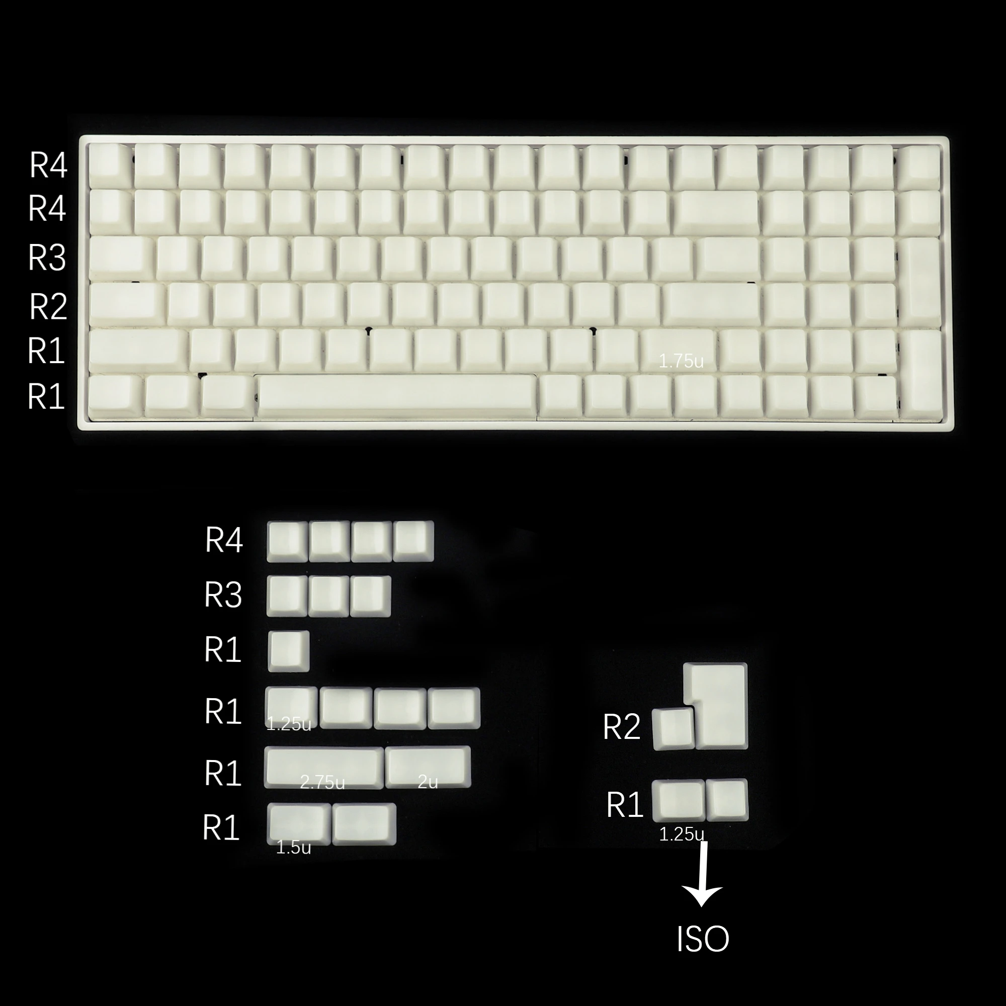 120 Keys Abs Ansi Iso 1.2mm Blank Milk Fog Oem Profile Shine Through ...