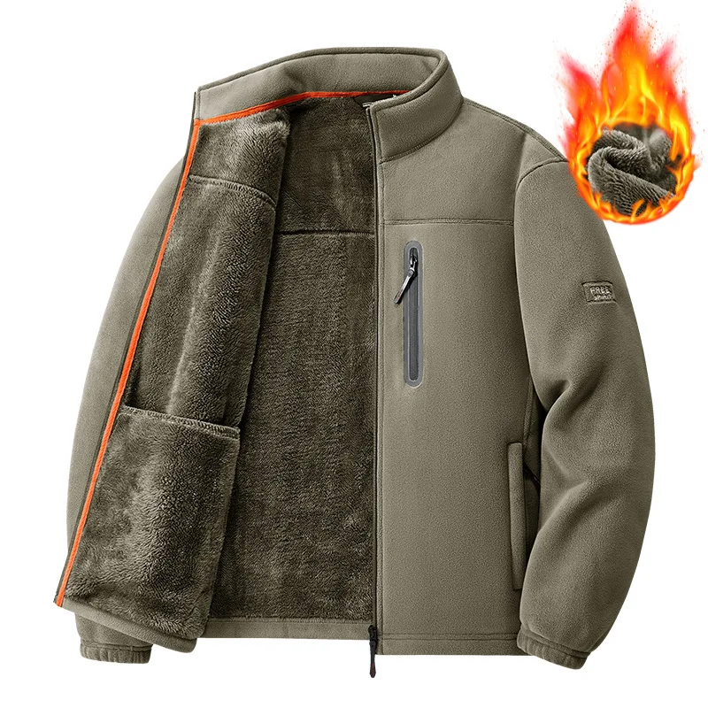 Men's Outdoor Fleece Jacket Autumn Winter Thickened Polar Fleece with ...