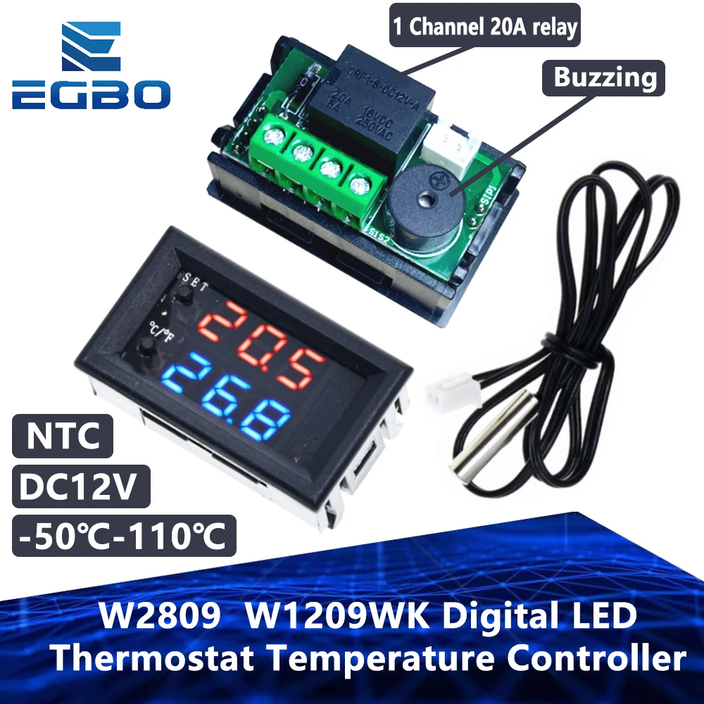 1PCS-W2809-W1209WK-Digital-LED-Thermostat-Temperature-Controller-Smart-Temp-Sensor-Board-Module ...