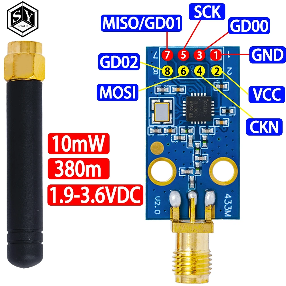 CC1101-Wireless-Module-With-SMA-Antenna-Wireless-Transceiver-Module-For ...