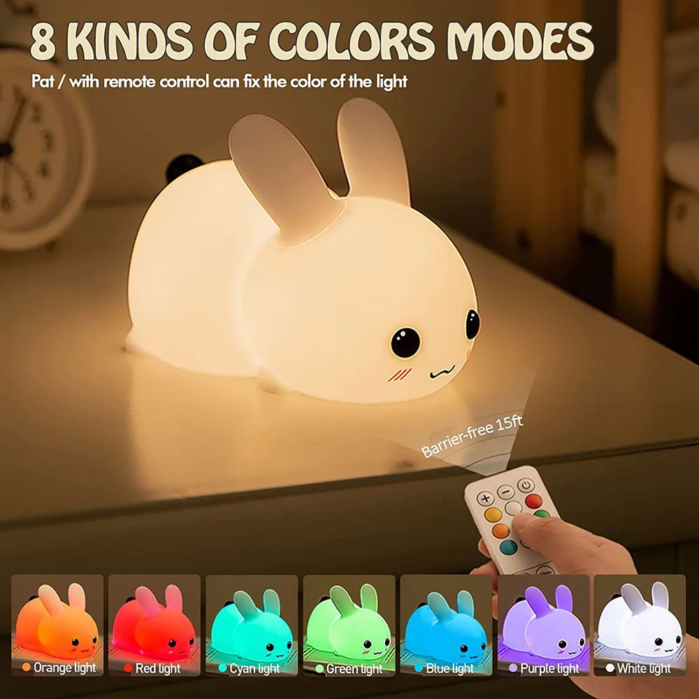 USB-Rechargeable-Lamps-Dimmable-Silicone-Rabbit-Night-Light-Touch-Desk ...