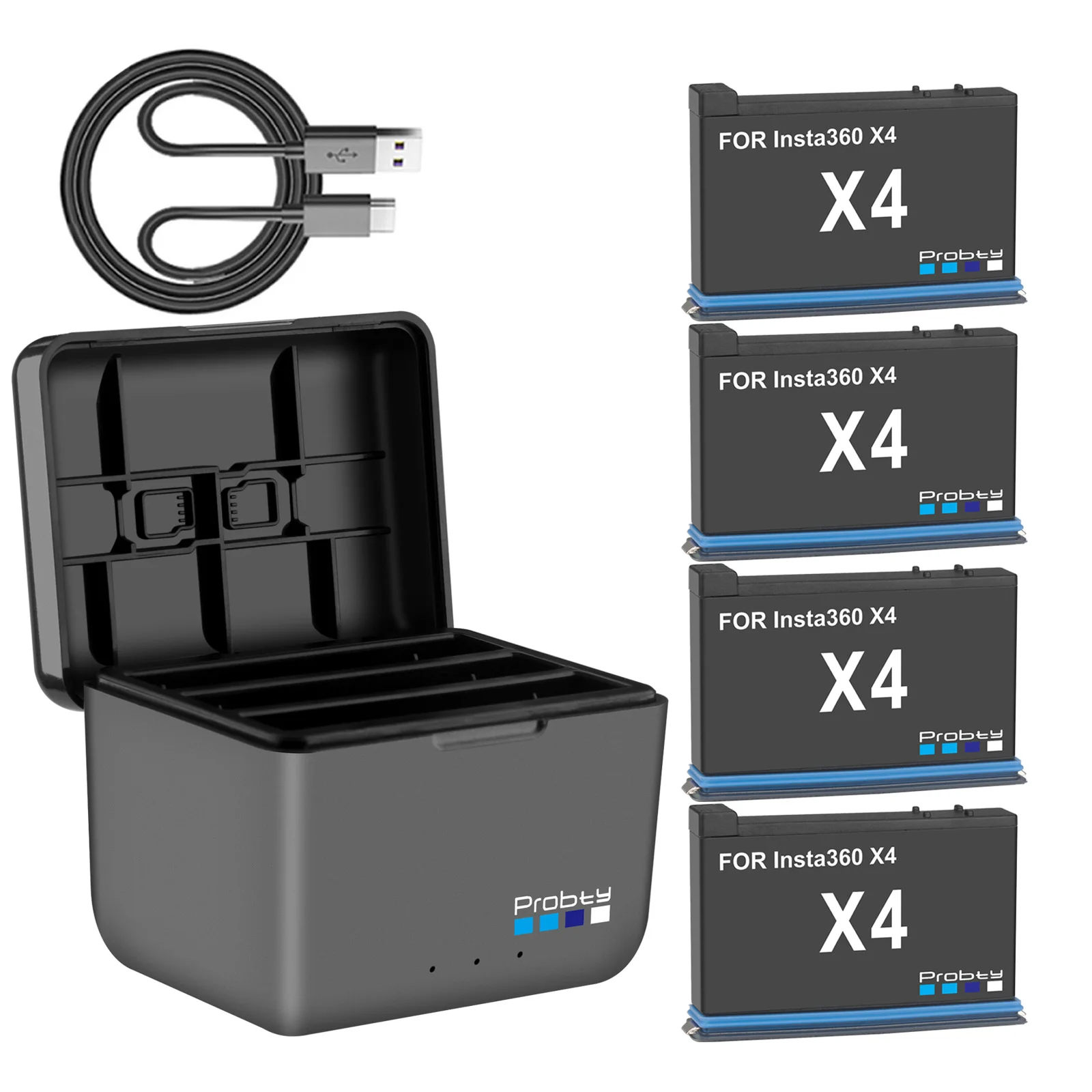 For Insta360 X4 Battery 2600mAh+Fast Charging Case Storage Box For ...