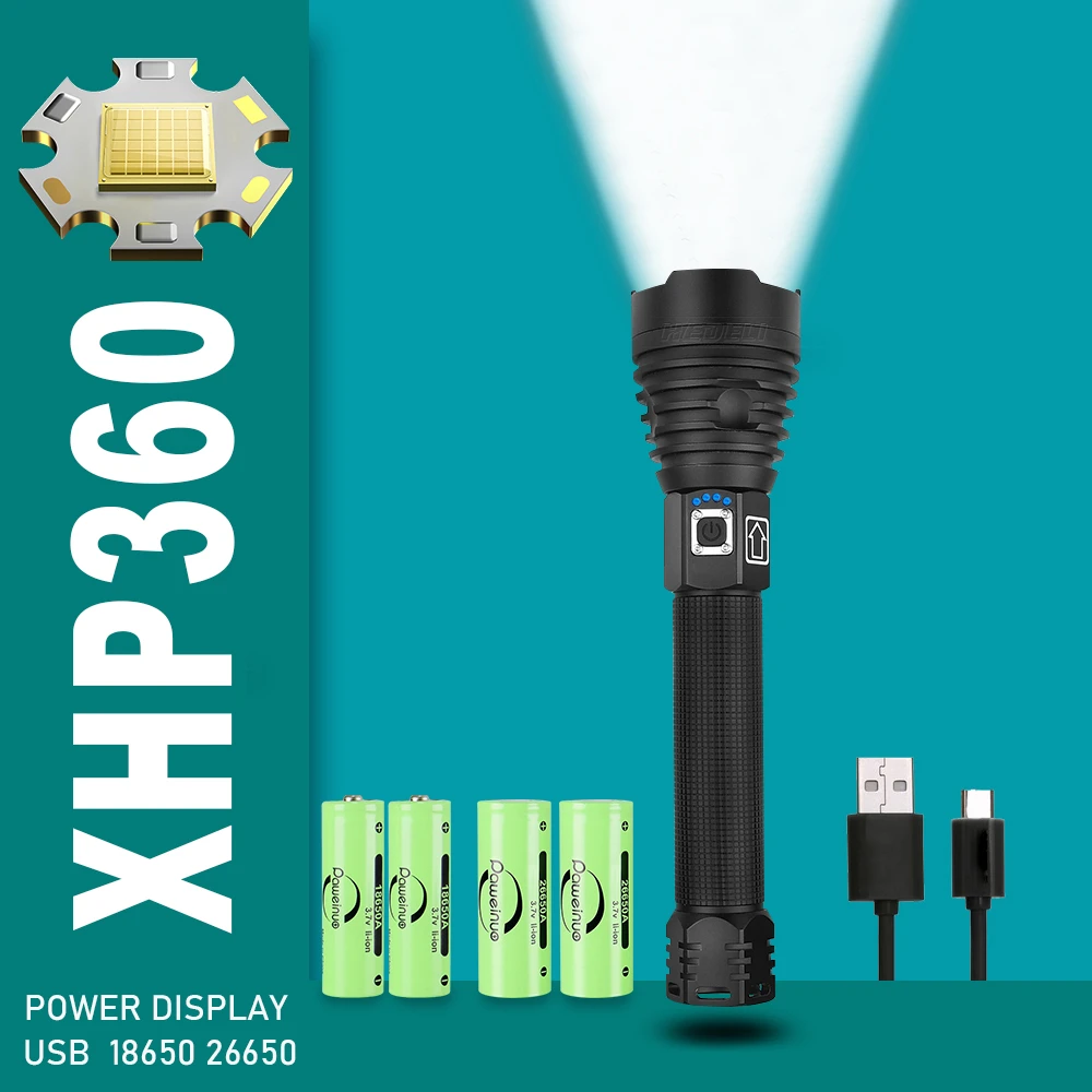 Xhp90.3 500000lumens Most High Powerful Led Flashlight Usb Torch Xhp70 ...