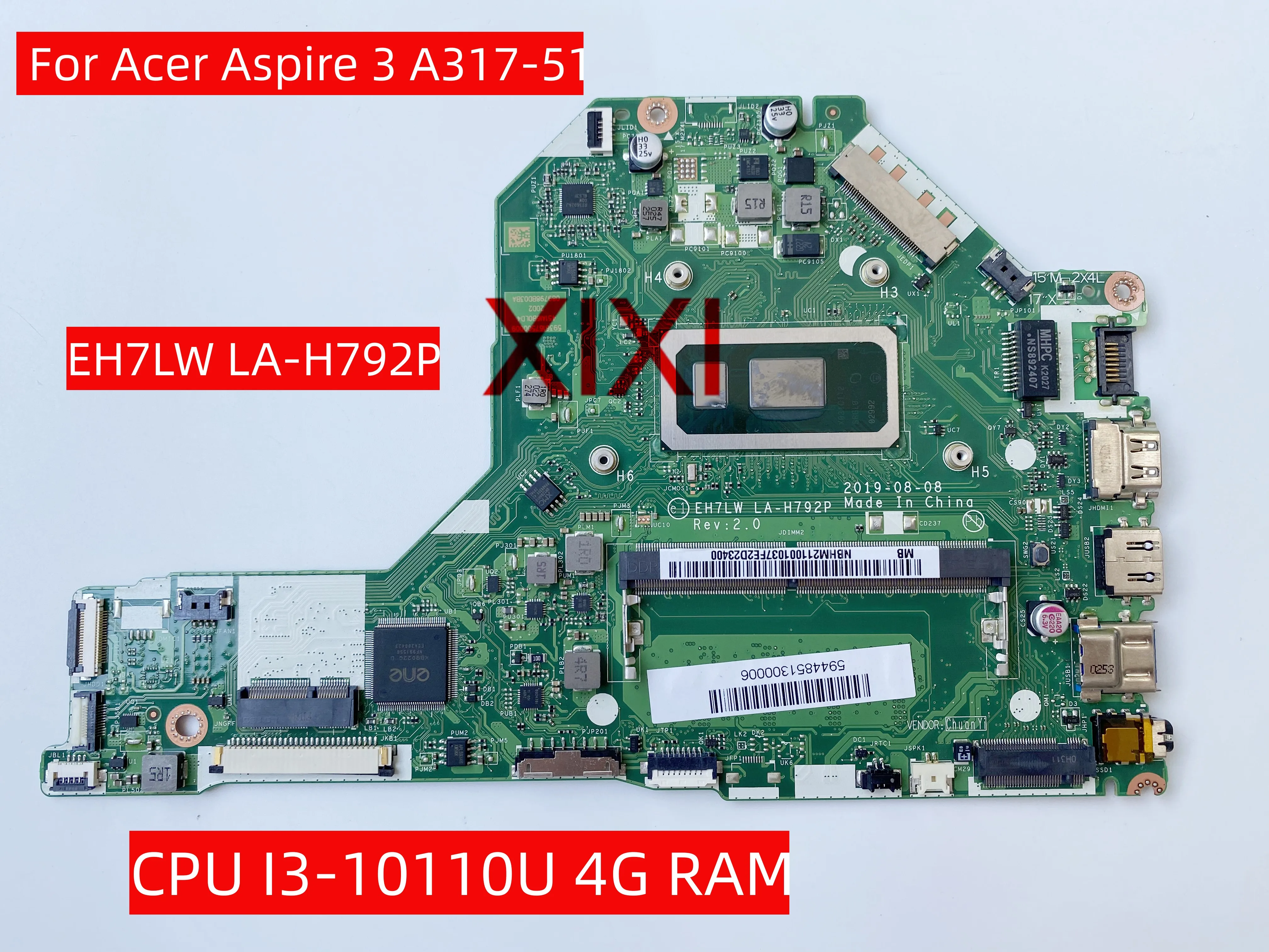 EH7LW LA H792P For Acer Aspire 3 A317 51 Laptop Motherboard with I3 I5 ...