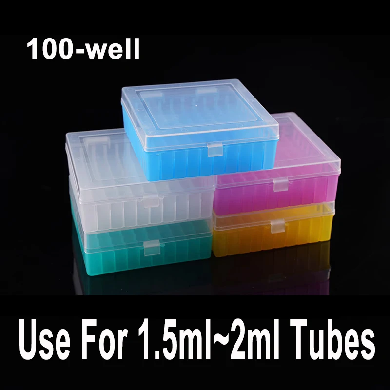 100 Holes Laboratory Plastic Tube Box Rack Use for 2ml 1.5ml 1.8ml ...