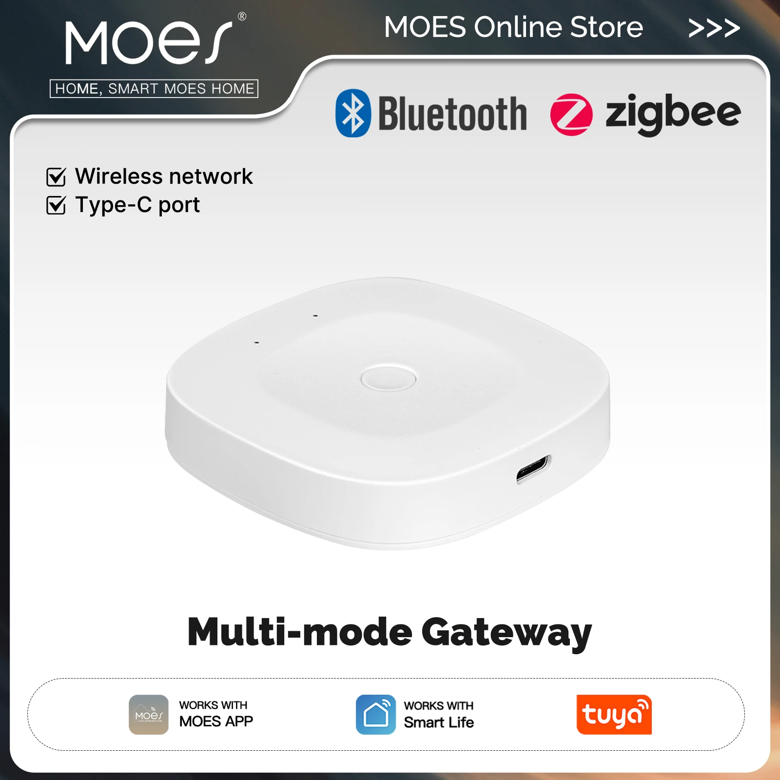 MOES Tuya Bluetooth/ZigBee/Multi-mode Gateway Hub Type-C Port Power ...