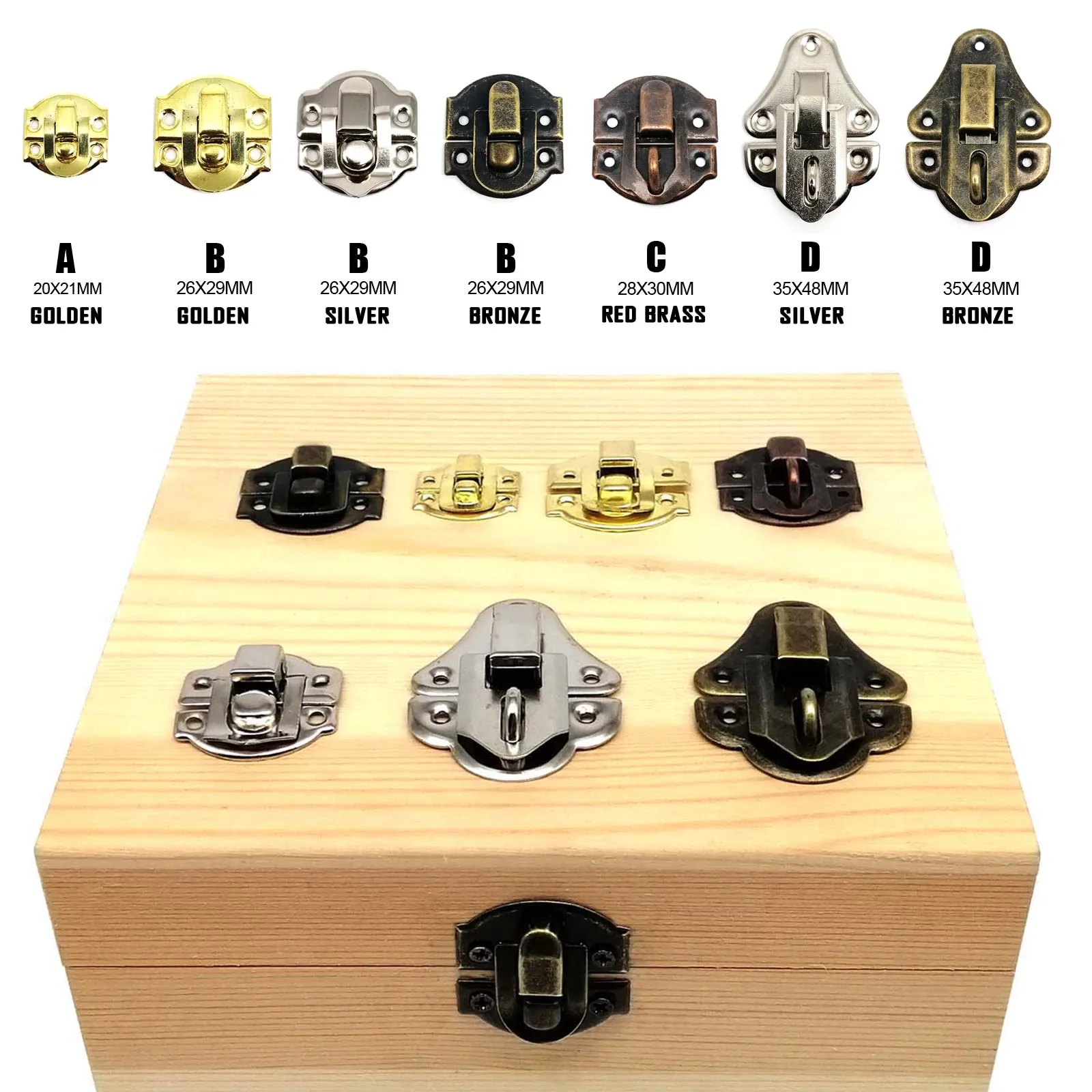 Decorative Iron Jewelry Chest Gift Wine Box Wooden Case Hasp Latch ...