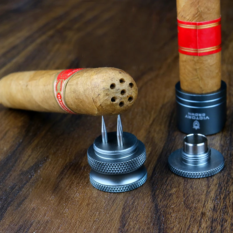 Portable-Cigar-Holder-Stand-Metal-Cigar-Punch-Cutter-Travel-Cigar-Drill ...