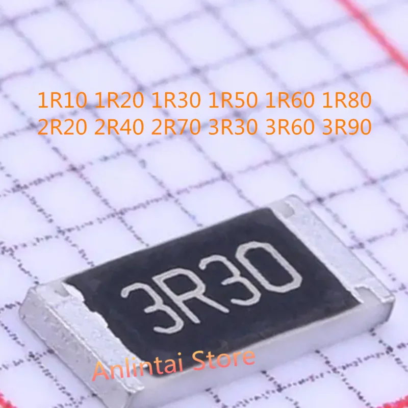 100PCS SMD 저항 1R10 1R20 1R30 1R50 1R60 1R80 2R20 2R40 2R70 3R30 3R60 ...