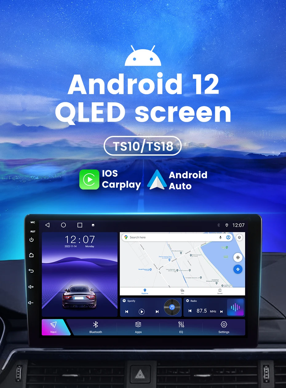 Автомагнитола TS10 TS18, мультимедийная стерео-система на Android 13 ...