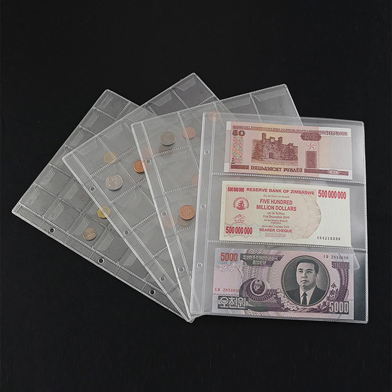 1PC-Money-Banknote-Paper-Album-Page-Collecting-Holder-Sleeves-3-slot ...