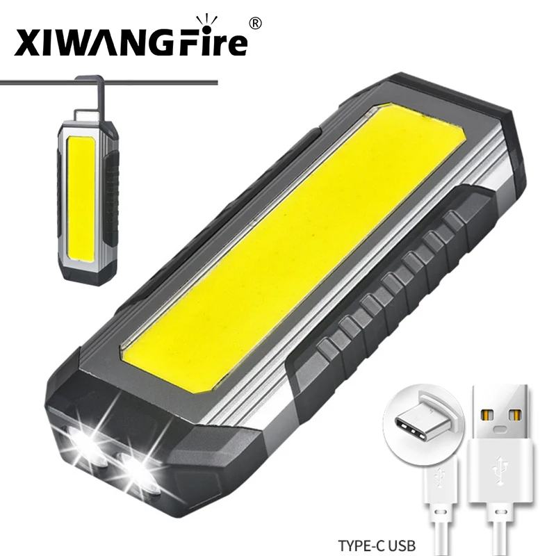 Luz de trabajo COB recargable por USB, linterna LED, Banco de energía ...