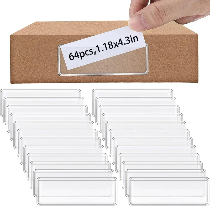 4-60Pcs-Clear-Self-Adhesive-Label-Bag-Shelf-Tag-Pocket-Identification ...
