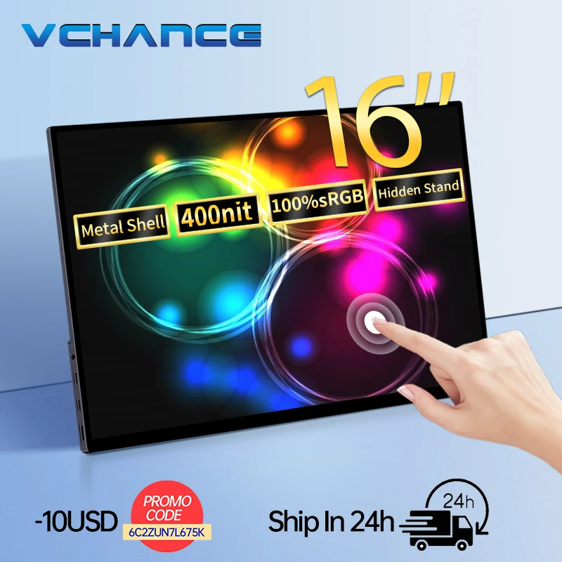 VCHANCE 16 Polegada 1920*1200p 16:10 Monitor Portátil 100% sRGB HDR ...