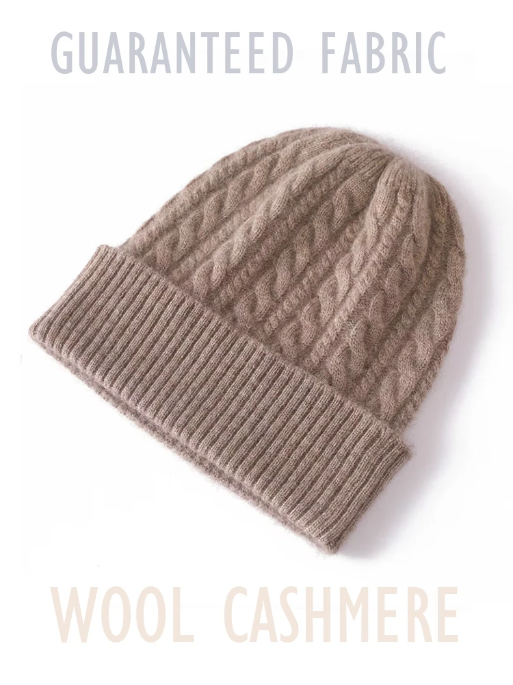 Cashmere Cable Beanies | Winter Hat Women Warm | Wool Cashmere Beanie Thick - Aliexpress