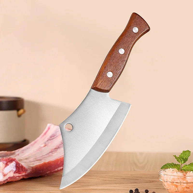 4-In-Meat-Cleaver-Fish-Knife-Kitchen-Slicing-Chef-Butcher-Knife-Wood ...