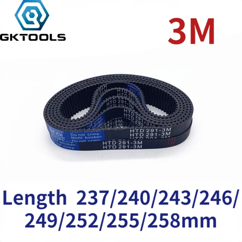 HTD3M 고무 타이밍 벨트 길이 237/240/243/246/249/252/255/258mm 10/15mm 와이드 피치 3mm ...