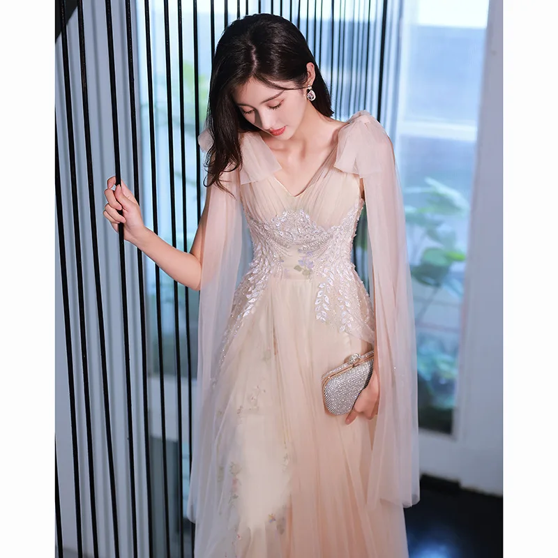 Elegant Pink Tulle Evening Dress Ribbon Spaghetti Straps V-Neck ...