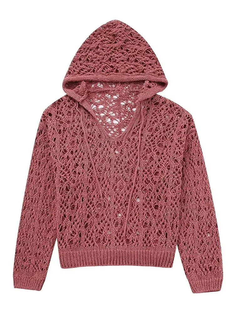 ZADATA-su-ter-de-punto-con-capucha-para-mujer-su-ter-corto-hueco-suelto ...