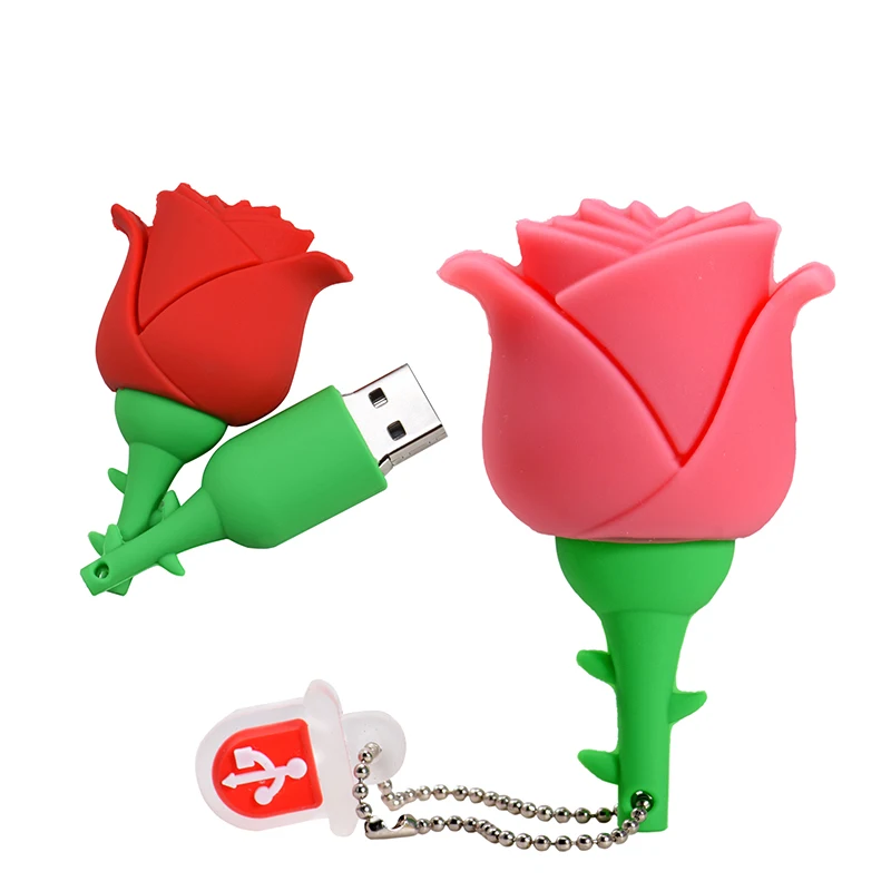 Cartoon-Red-Rose-USB-Flash-Drives-128GB-Pink-Memory-Stick-64GB-Creative ...