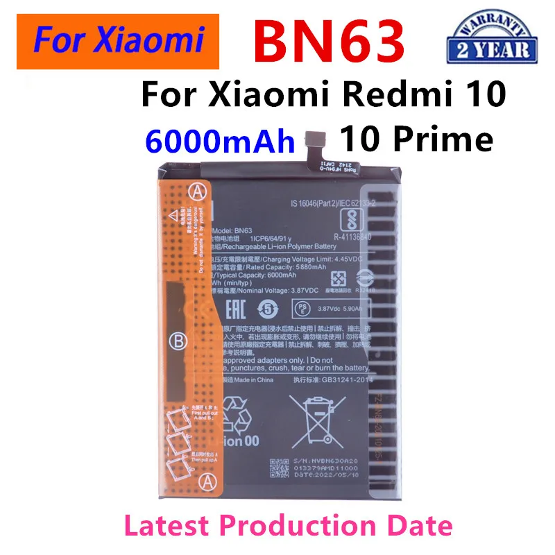 Brand New BN63 6000mAh Battery For Xiaomi RedMi 10/10 PRIME Phone ...