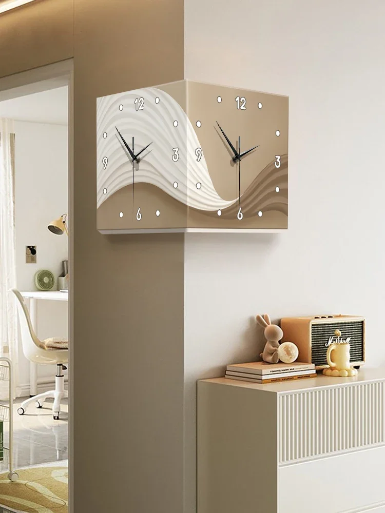 Abstract-and-simple-corner-double-sided-wall-clock-creative-no-punching ...