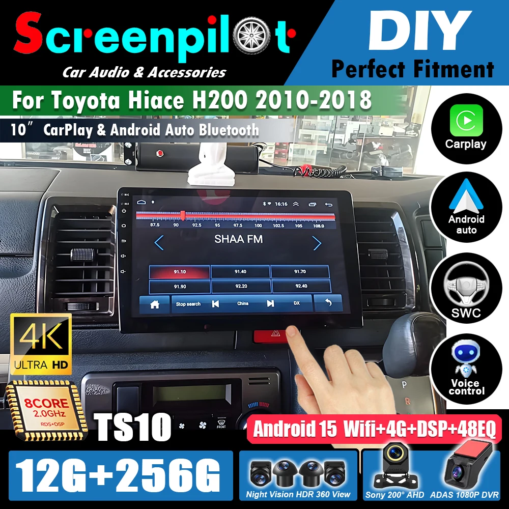 Android 15 For Toyota Hiace H200 2010 2011 2012 2013 2014 2015 2016 ...