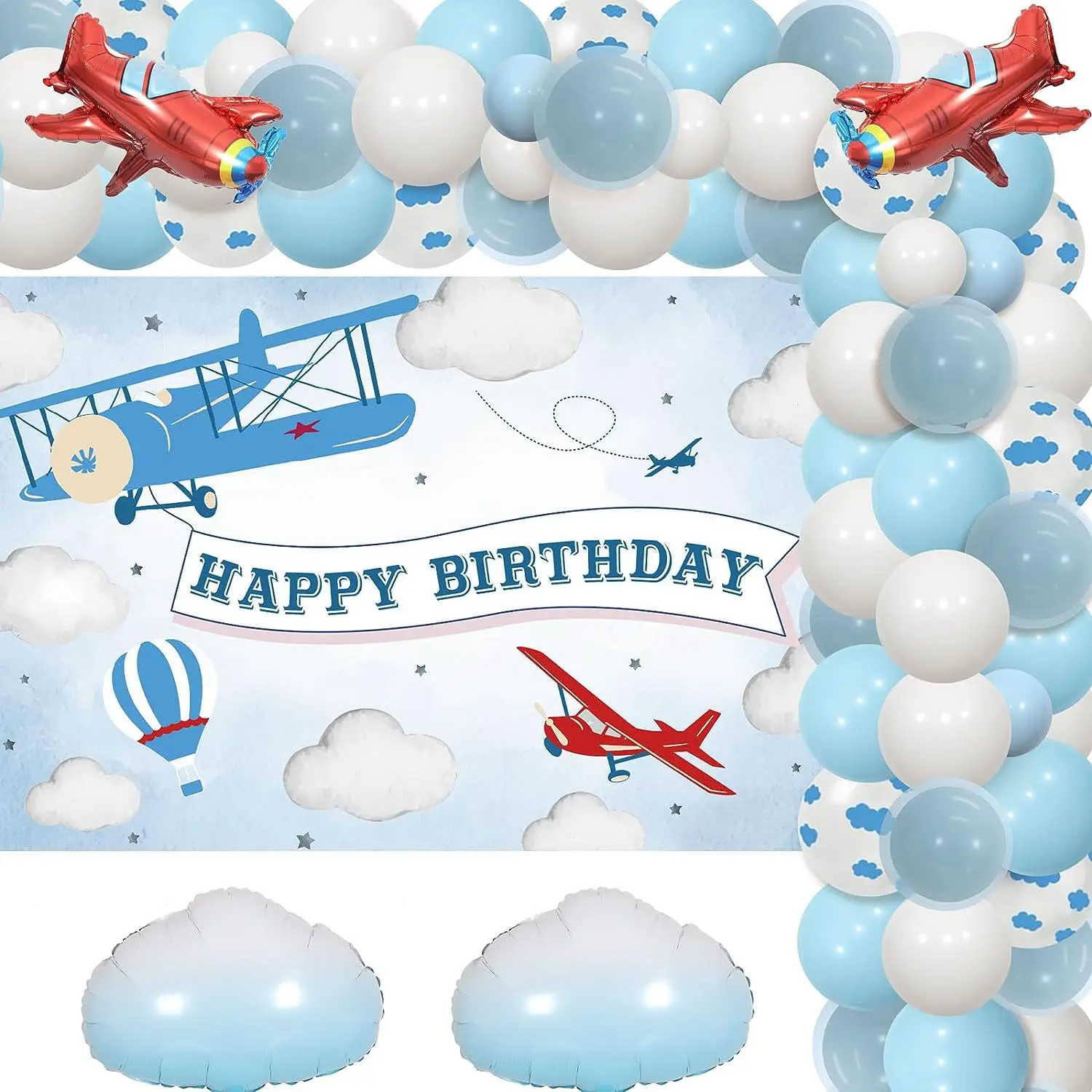 Airplane-Birthday-Party-Decorations-Blue-Airplane-Happy-Birthday ...