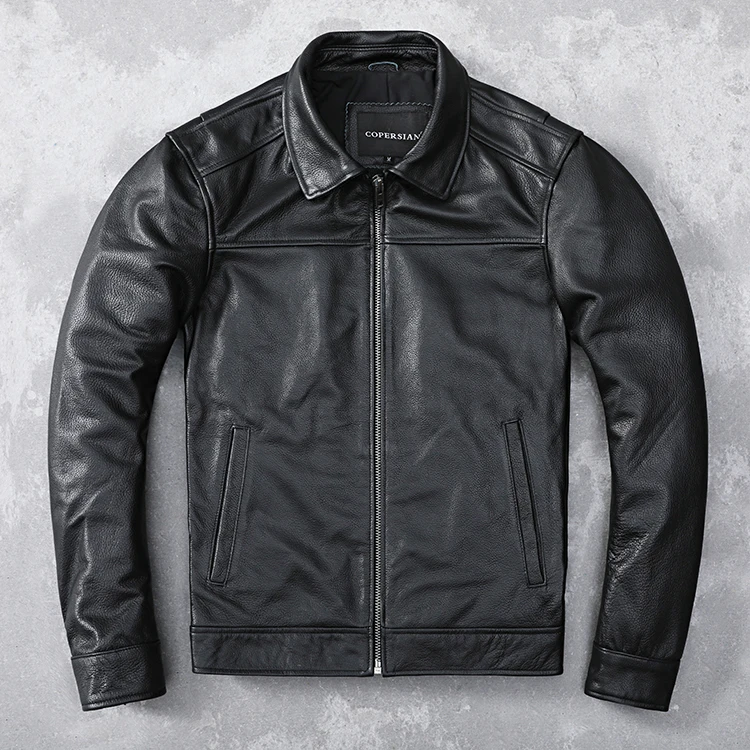 Free-shipping-Promoci-n-Dermis-Mens-casual-black-genuine-leather-jacket ...