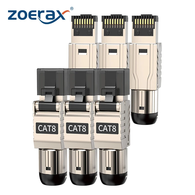 ZoeRax RJ45 Connectors Tool Free Cat8 CAT7 CAT6A, Cat 8 Field ...